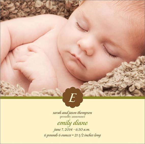 Distinctive Monogram - Birth Invitations & Announcements by CardsDirect