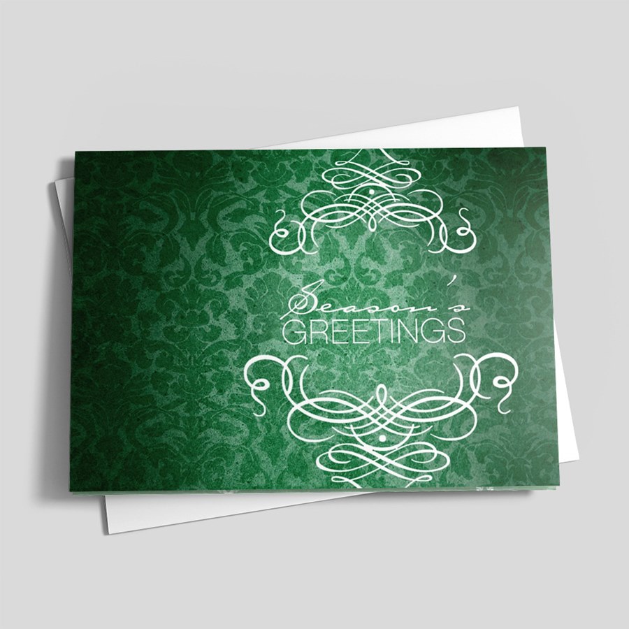 Green Flourish Greeting - Holiday Greeting Cards by CardsDirect