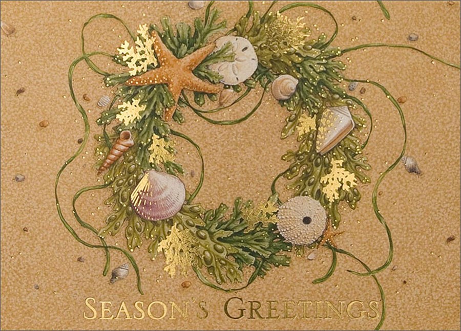 Business Christmas Cards - Seashell Wreath Holiday Card by CardsDirect
